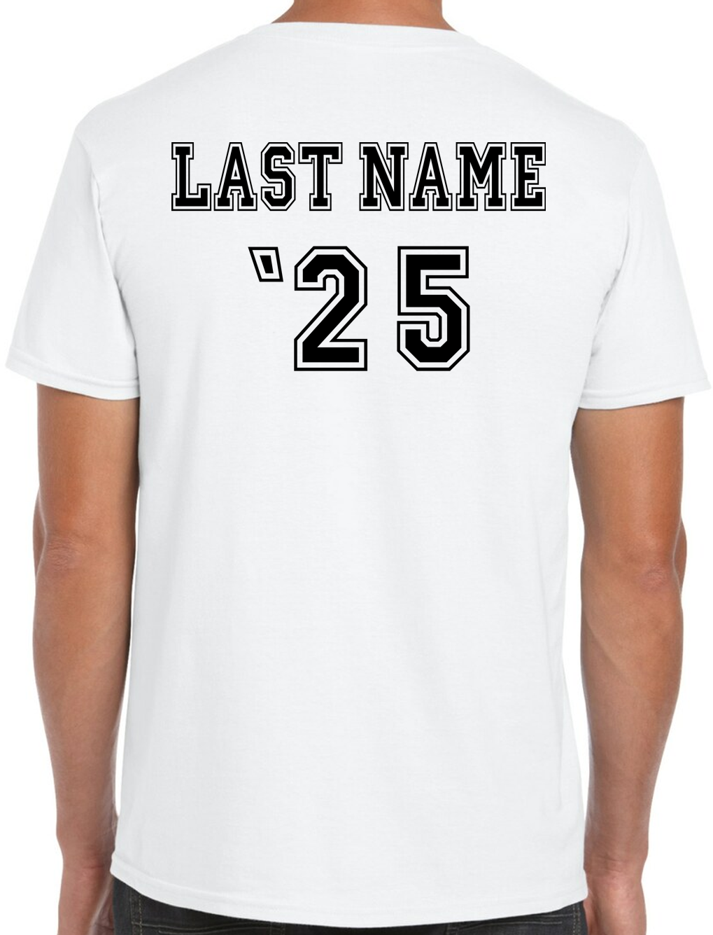 Senior White Short Sleeve T-Shirt with LAST NAME – Graceful Peach Boutique